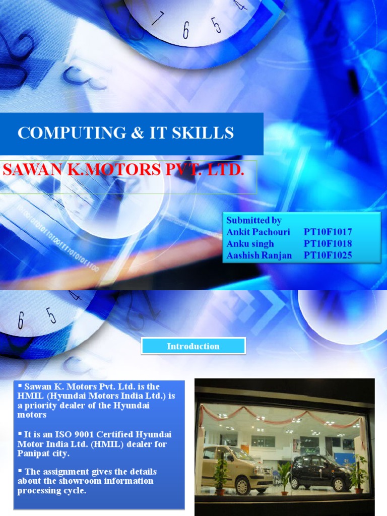 Computing & It Skills: Sawan K.Motors Pvt. LTD | PDF | Input/Output | Usb Flash Drive