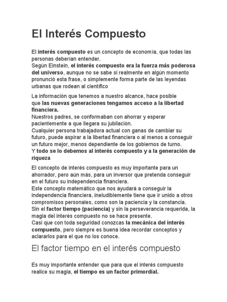 El Interés Compuesto | PDF | Interés | Inflación