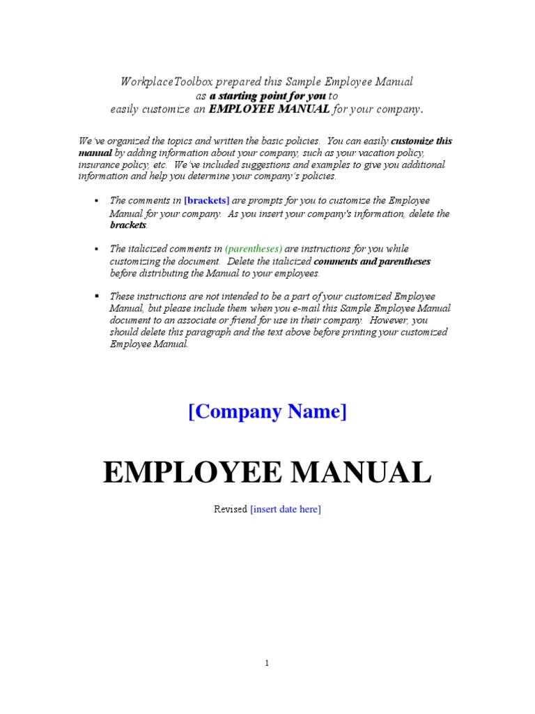 Employee Manual Sample | PDF
