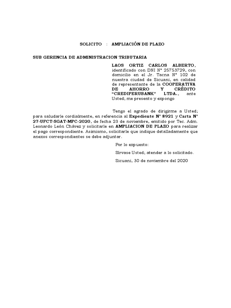 Solicitud Ampliacion | PDF
