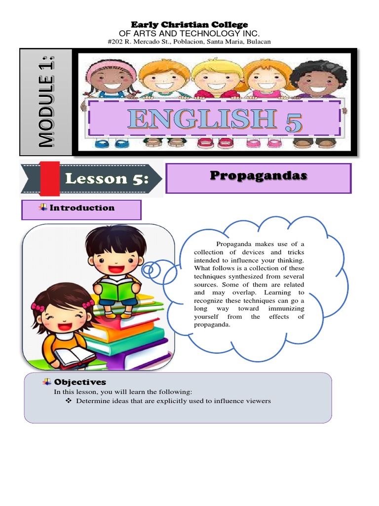 English 5 Lesson 5 PDF | PDF | Propaganda | Brand