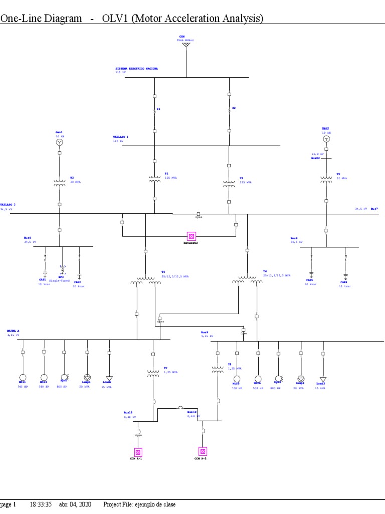One-Line Diagram Analysis of Motor Acceleration on an Electrical ...