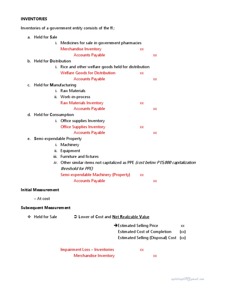 Inventories: Iv. (Cost Below P15,000 Capitalization Threshold For PPE ...