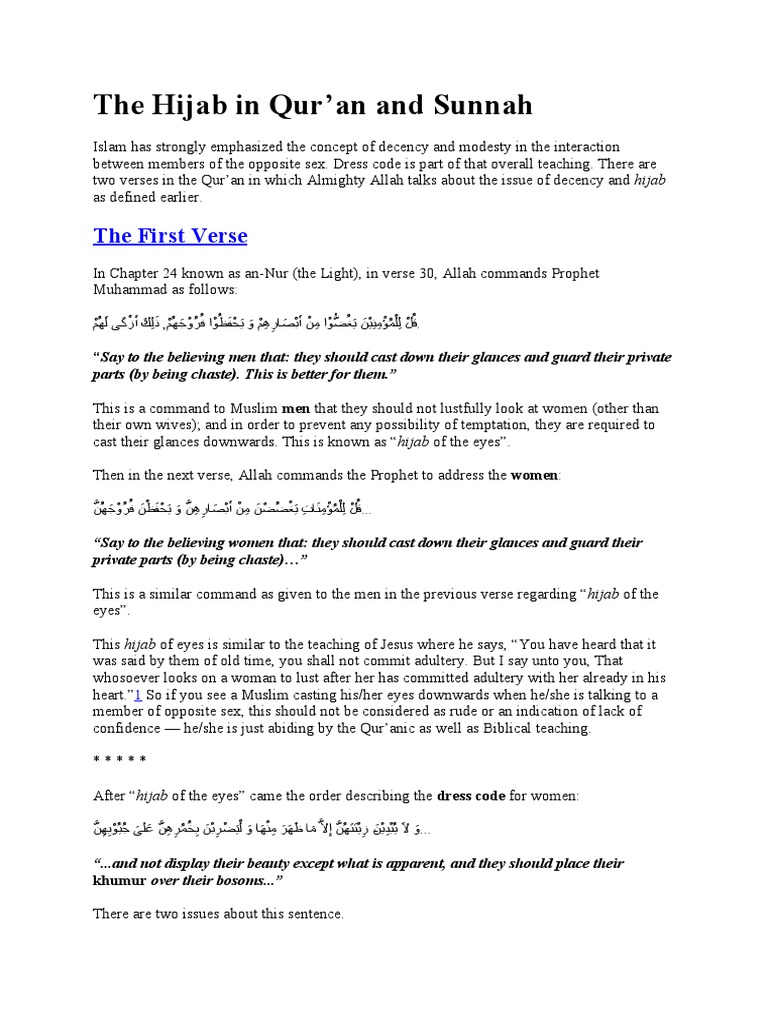 Qur'an & Sunnah: Hijab Guidelines | PDF | Hijab | Muhammad