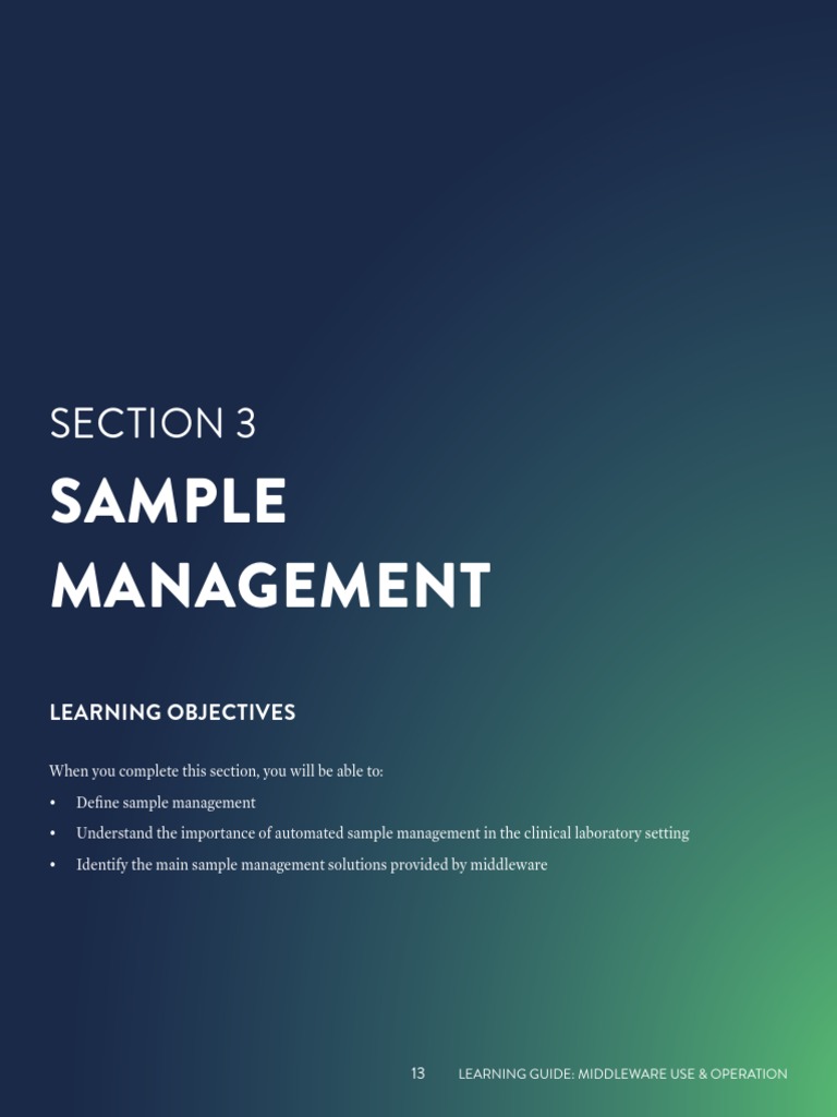 Sample Management: Section 3 | PDF | Automation | Medical Laboratory