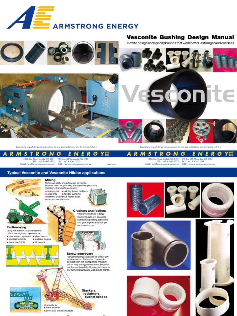 Vesconite Bushing Design Guide | PDF | Bearing (Mechanical) | Crane ...