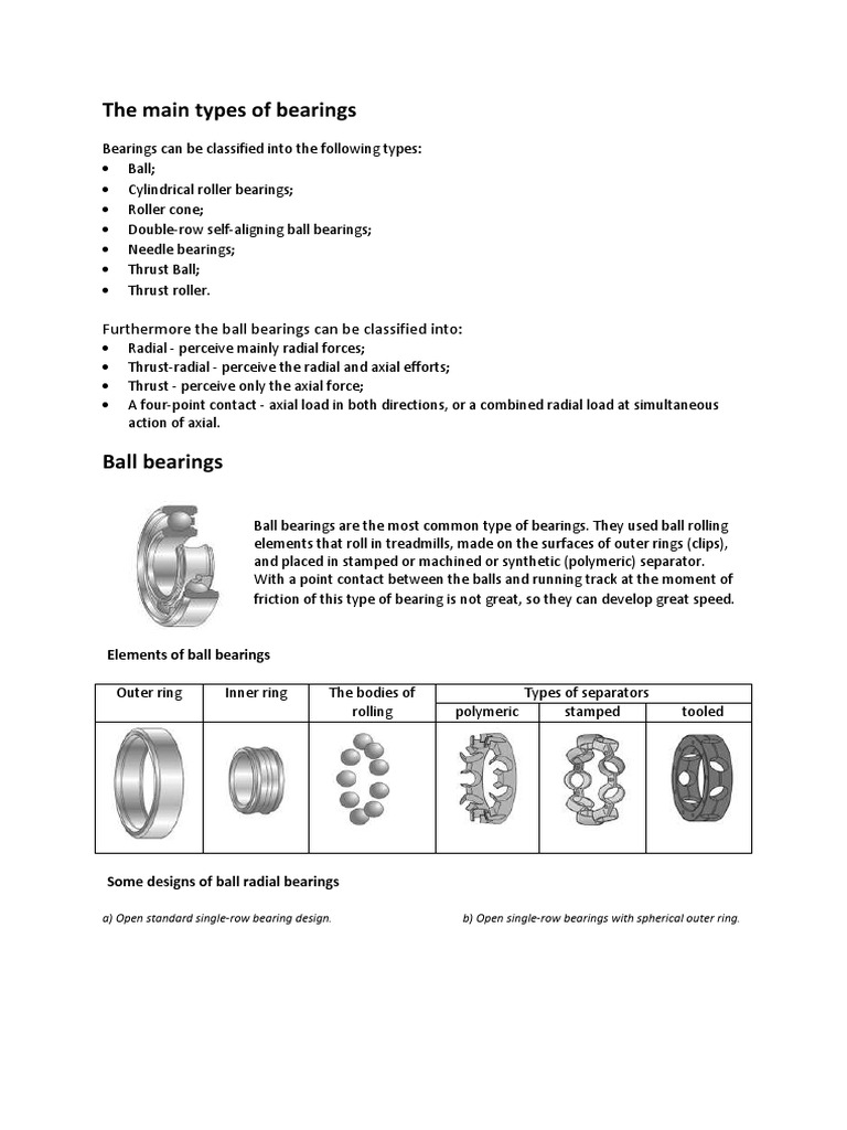 The Main Types of Bearings PDF | PDF | Bearing (Mechanical) | Machines