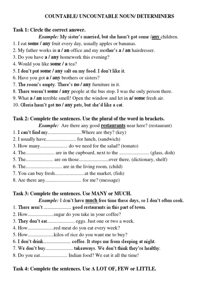 Countable-Uncountable Noun Practice | PDF | Noun | Foods