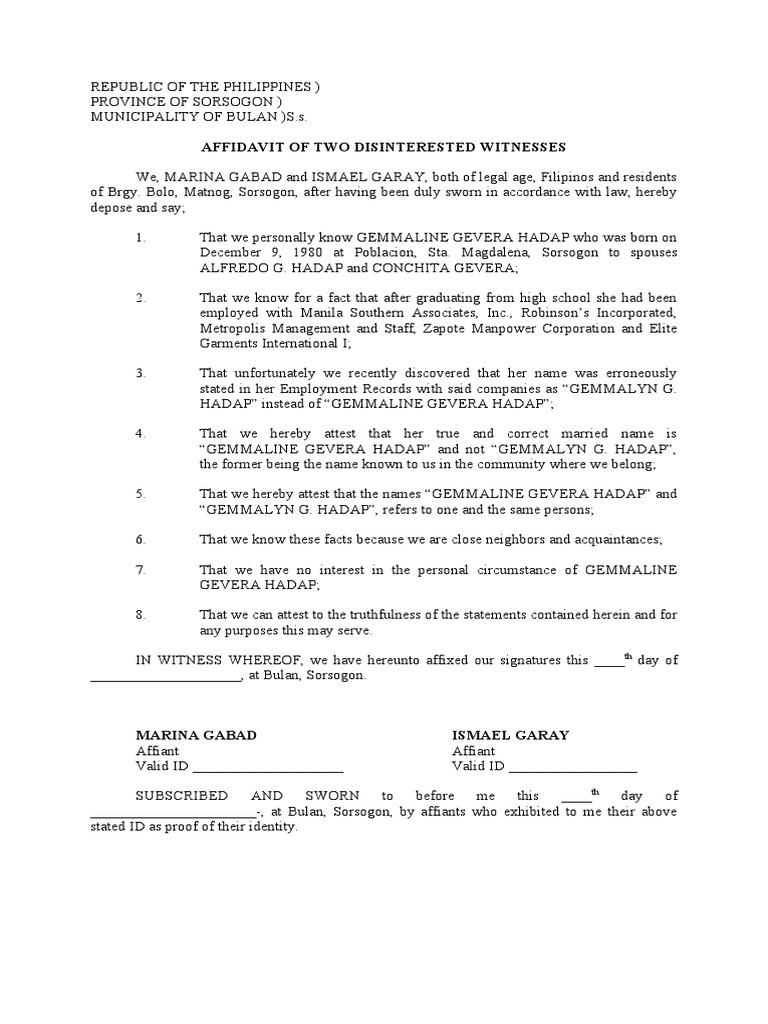 Affidavit of Correction Hadap | PDF | Law
