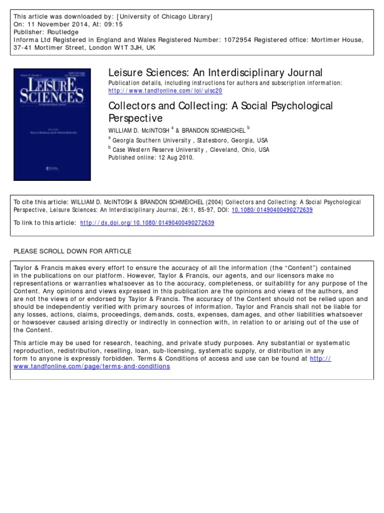 Leisure Sciences: An Interdisciplinary Journal | PDF | Motivation ...