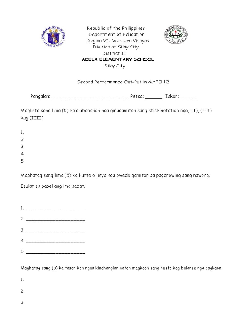 2ND Performance Output in Mapeh 2 | PDF