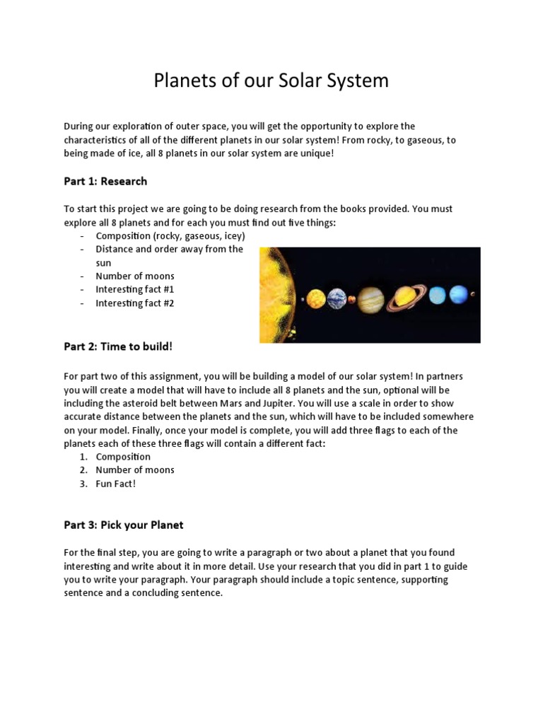Planets of Our Solar System Project | PDF