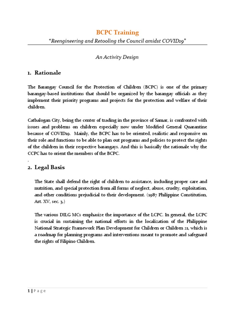 BCPC Training: 1. Rationale | PDF | Government