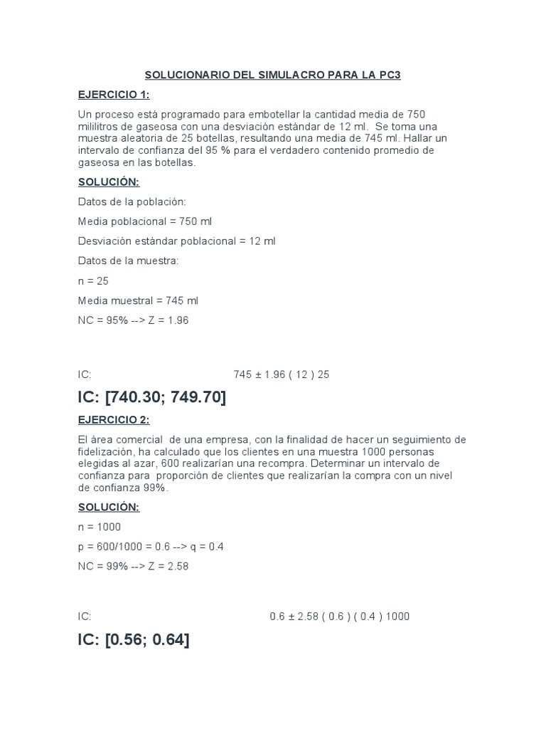 Solucionario Del Simulacro para La Pc3 | PDF