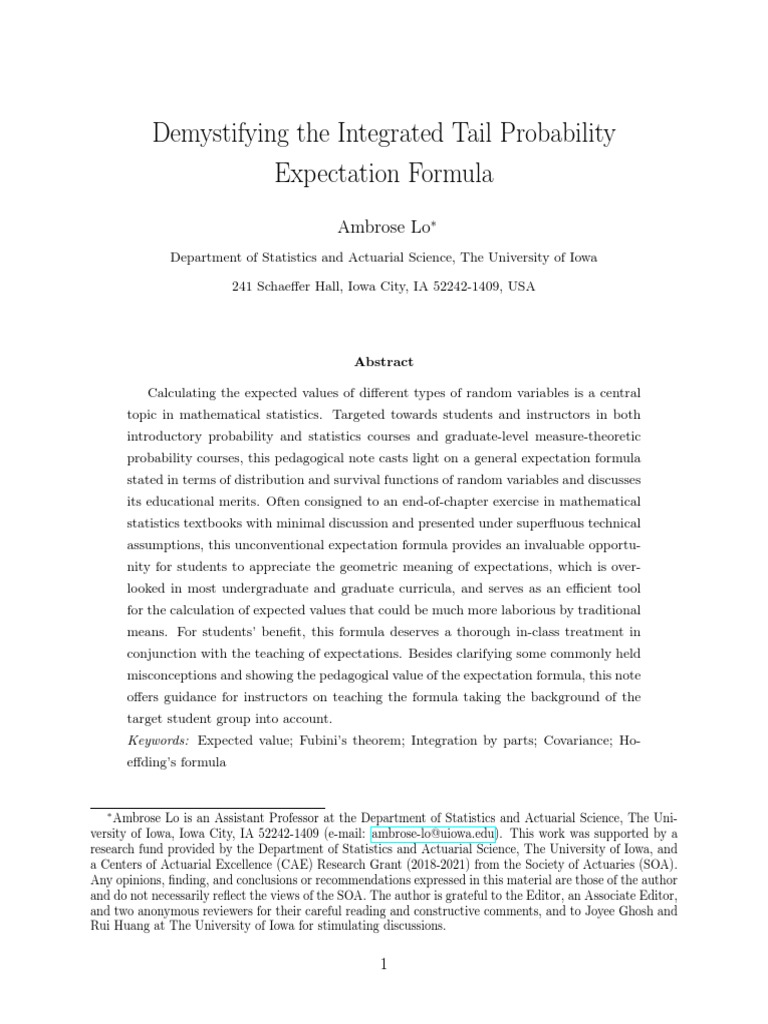 Demystifying The Integrated Tail Probability Expectation Formula ...
