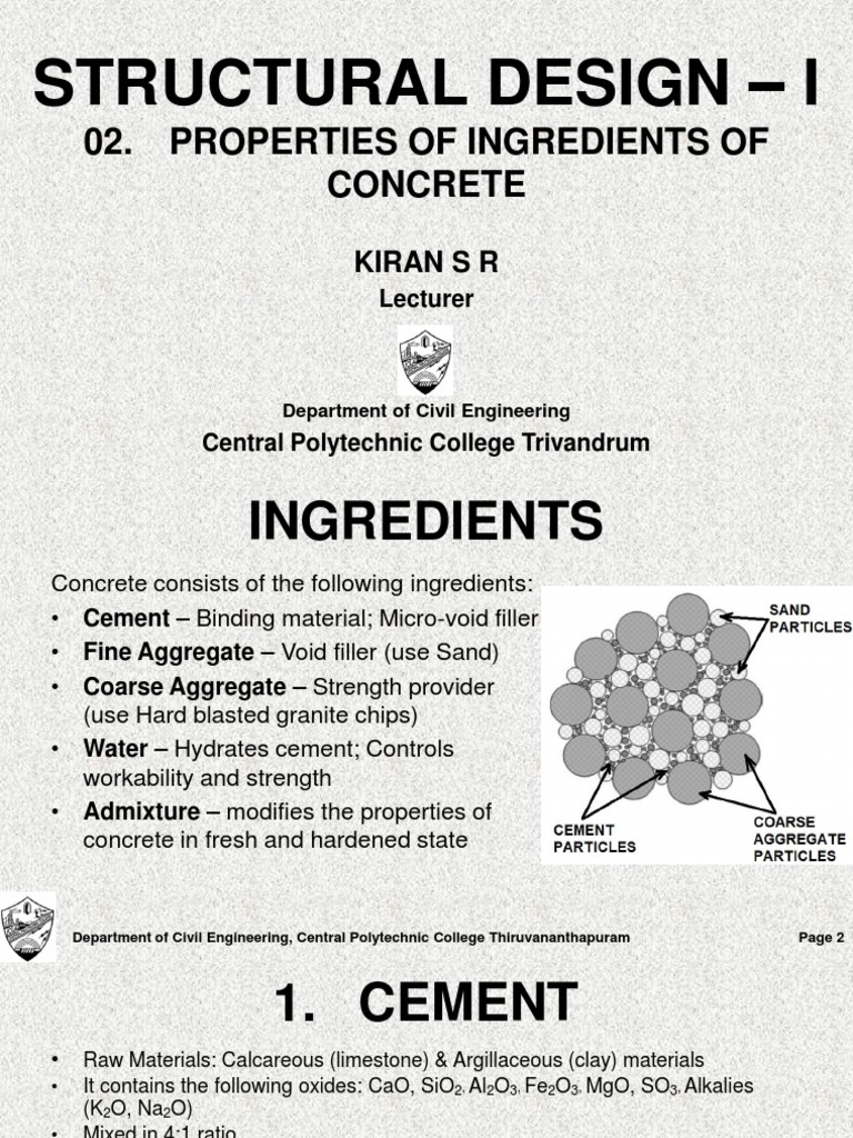 2 Properties of Ingredients of Concrete | PDF | Concrete | Cement