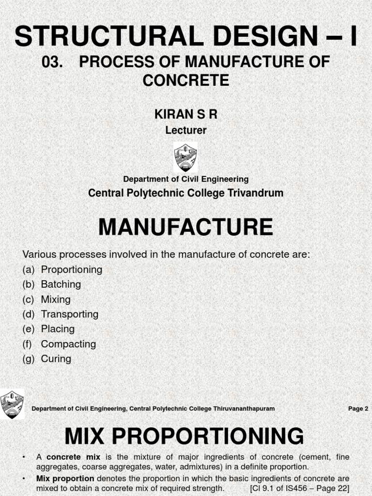 3 Manufacture of Concrete | PDF | Concrete | Civil Engineering