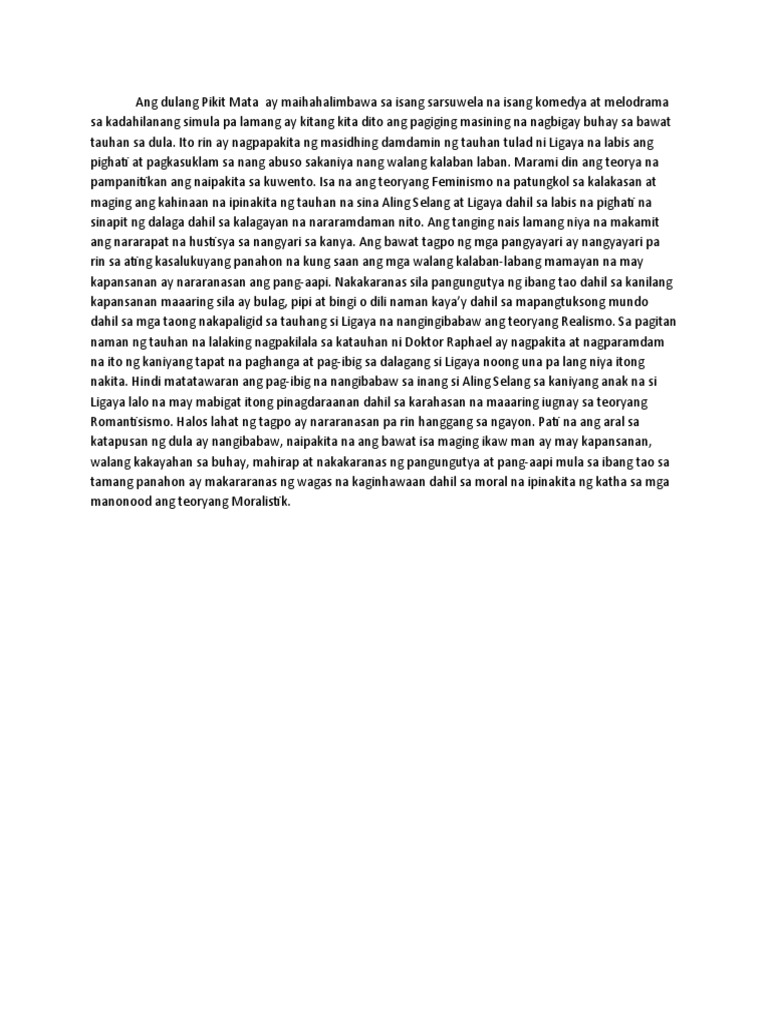 Ang Dulang Pikit Mata | PDF