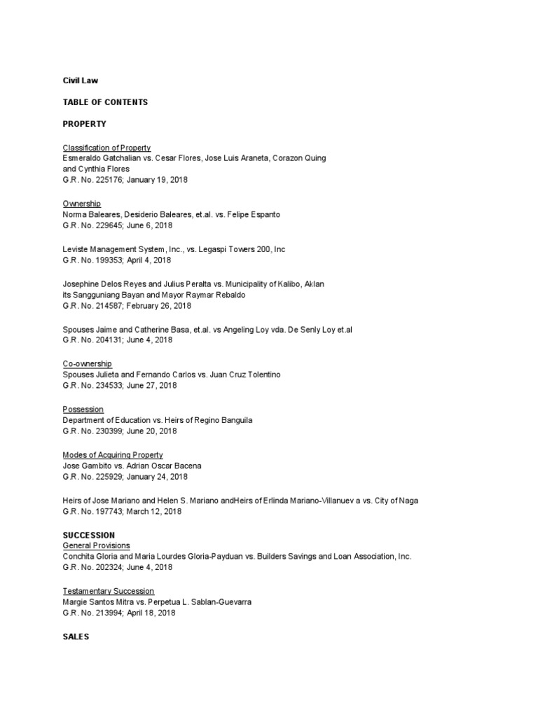 Civil Law Digests | PDF | Will And Testament | Title (Property)