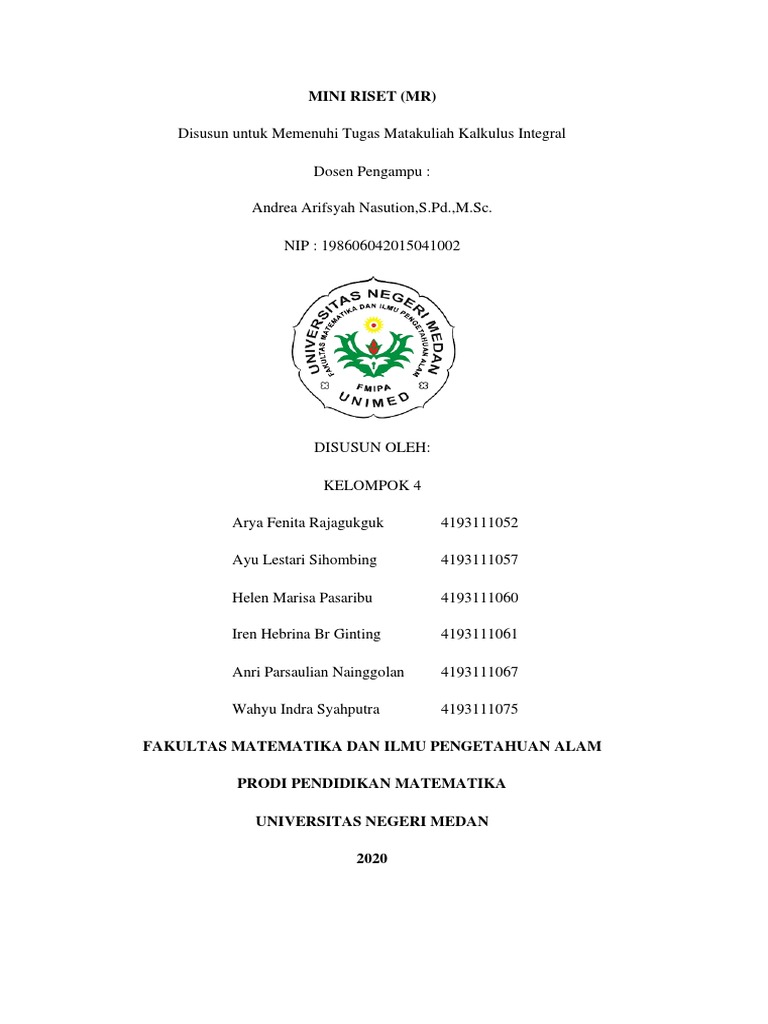 Mini Riset Kelompok 4 Kalkulus Integral | PDF