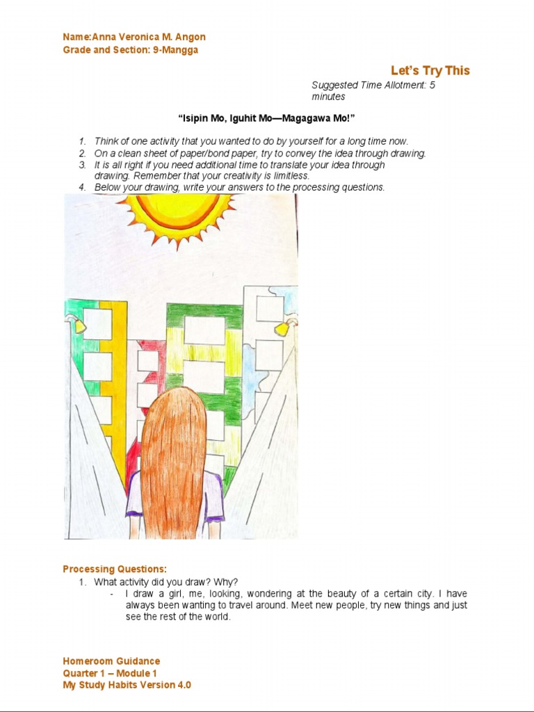Homeroom Guidance: Drawing Activities | PDF | Study Skills | Test ...