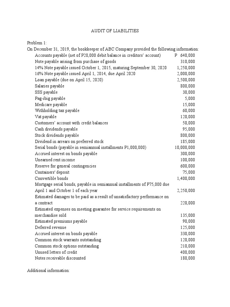 Audit of Liabilities | Download Free PDF | Interest | Bonds (Finance)