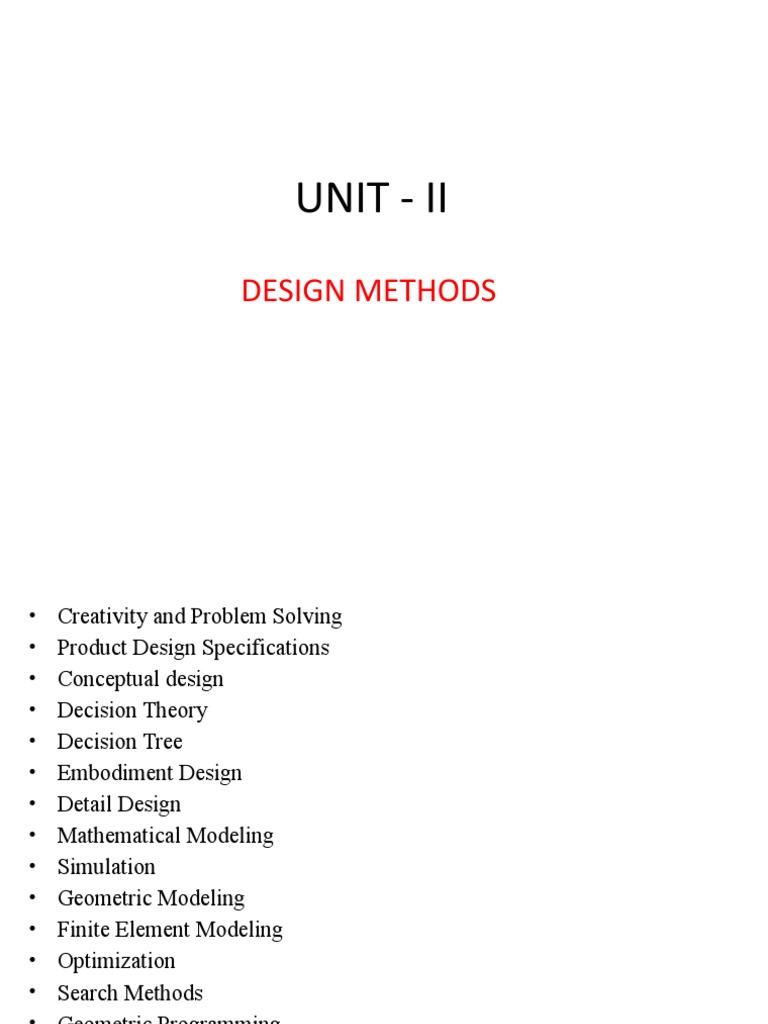 Unit - Ii: Design Methods | PDF | Finite Element Method | Conceptual Model
