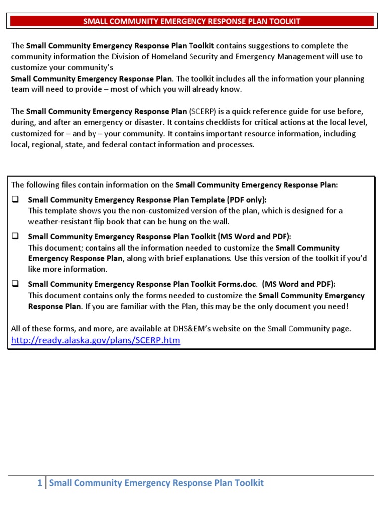 Small Community Emergency Response Plan Toolkit 2013.11.26 PDF | PDF ...