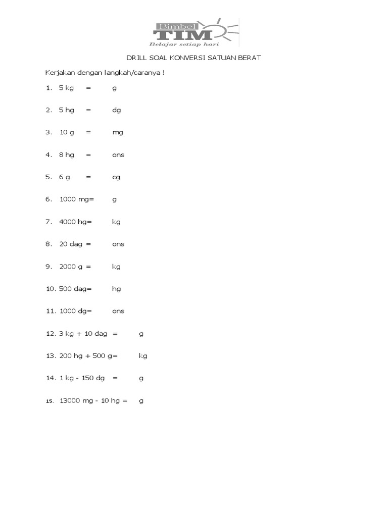 Drill Soal Konversi Satuan Berat | PDF