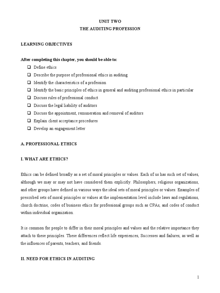 Unit Two The Auditing Profession | PDF | Certified Public Accountant ...