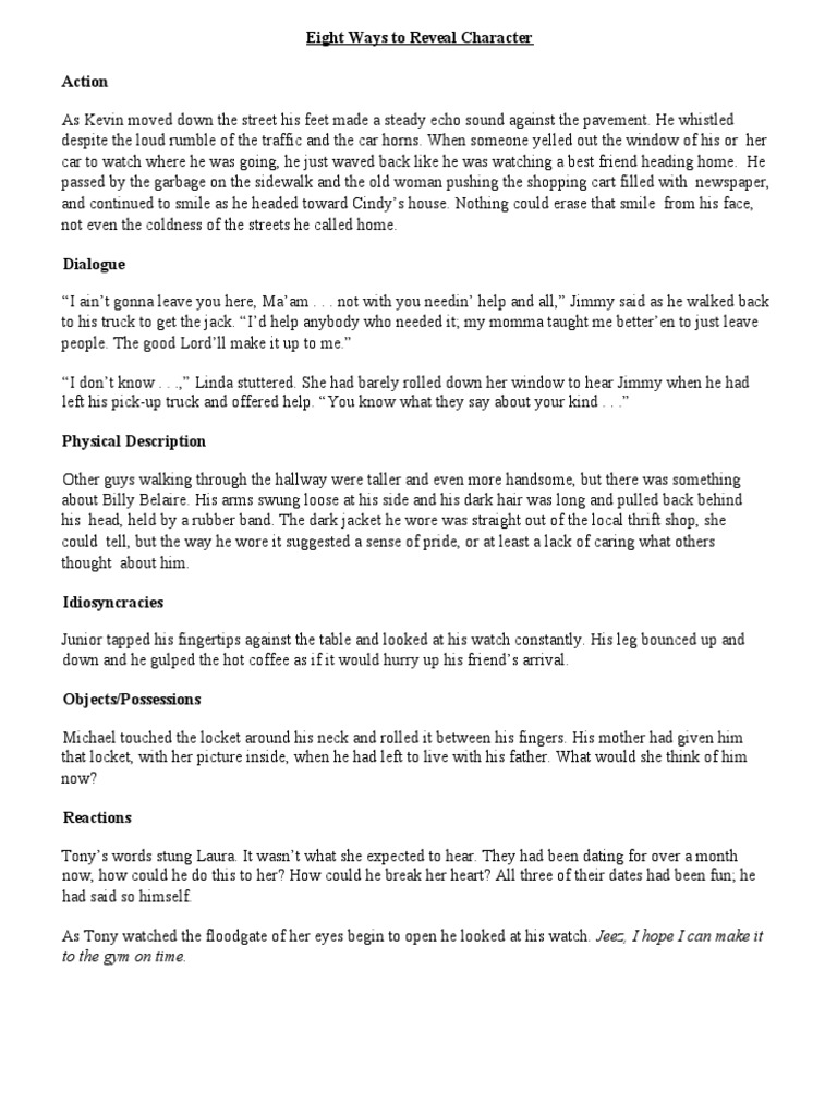 Eight Ways To Reveal Character | PDF