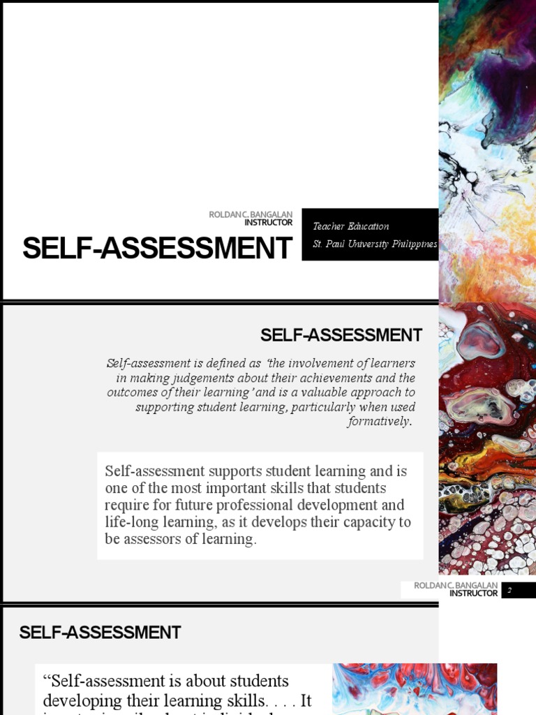 Self-Assessment: Teacher Education St. Paul University Philippines ...