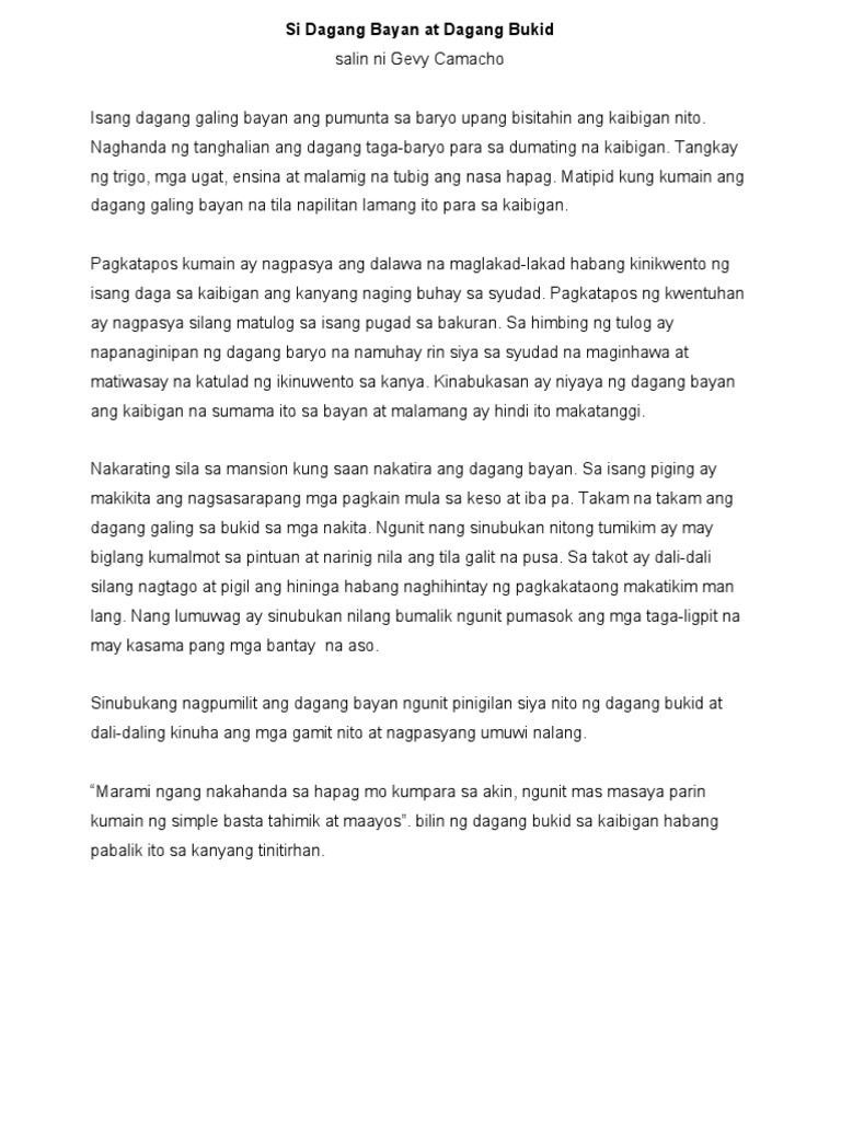 Si Dagang Bayan at Dagang Bukid | PDF