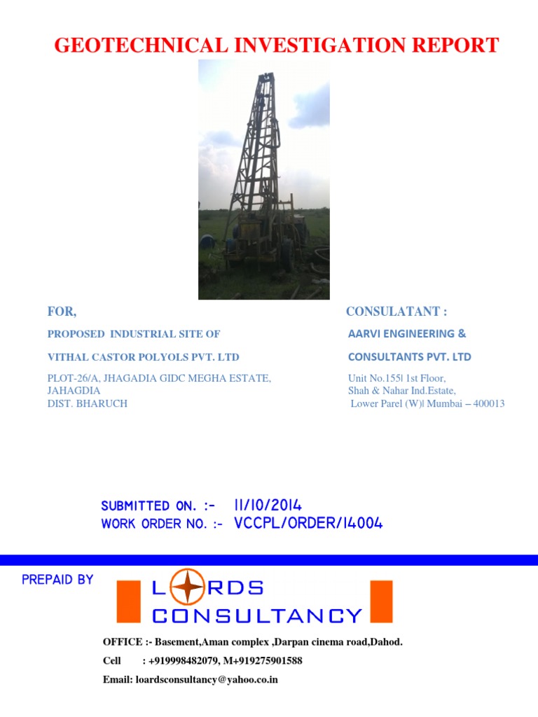 Geotechnical Investigation Report: For, Consulatant: Aarvi Engineering ...