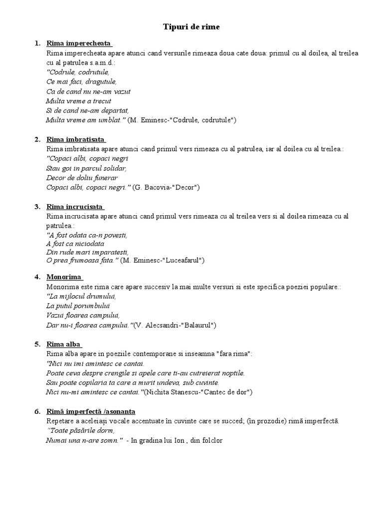 Tipuri de Rime | PDF