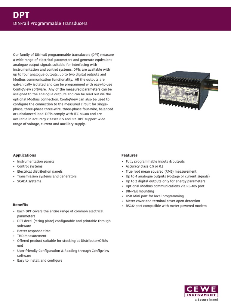 DIN-rail Programmable Transducers: Applications Features | PDF | Ac ...