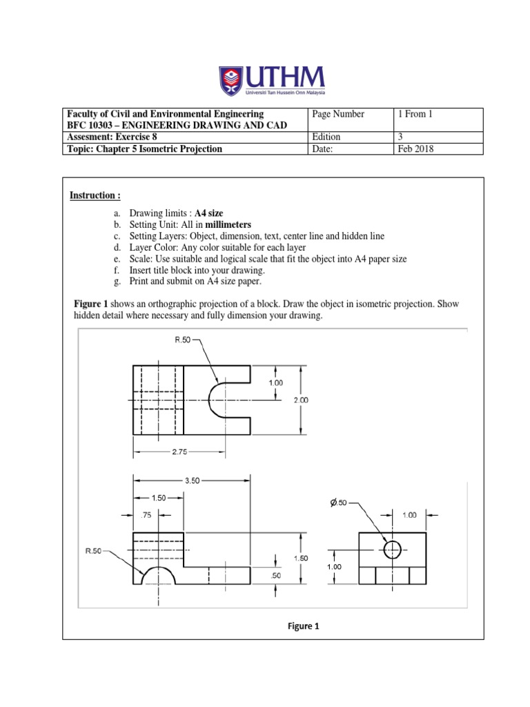 Isometric Projection Exercise | PDF
