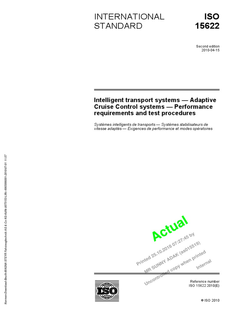 ACC ISO 15622 Document | PDF | International Organization For ...