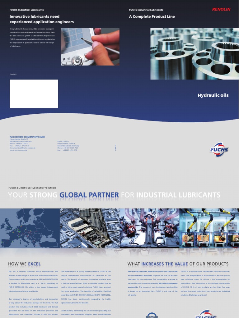 5198 - Renolin Hydraulic Oils PDF | PDF | Lubricant | Wear