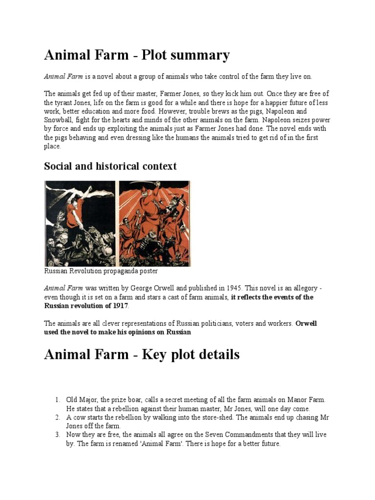 Animal Farm - Plot Summary: Social and Historical Context | PDF