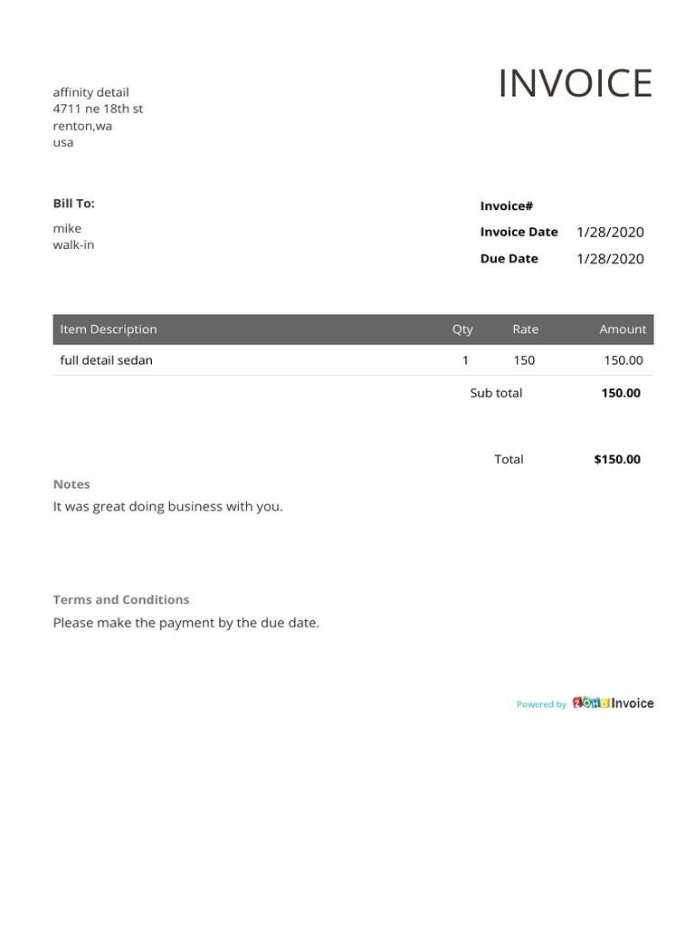 Invoice: Affinity Detail 4711 Ne 18th ST Renton, Wa Usa | PDF