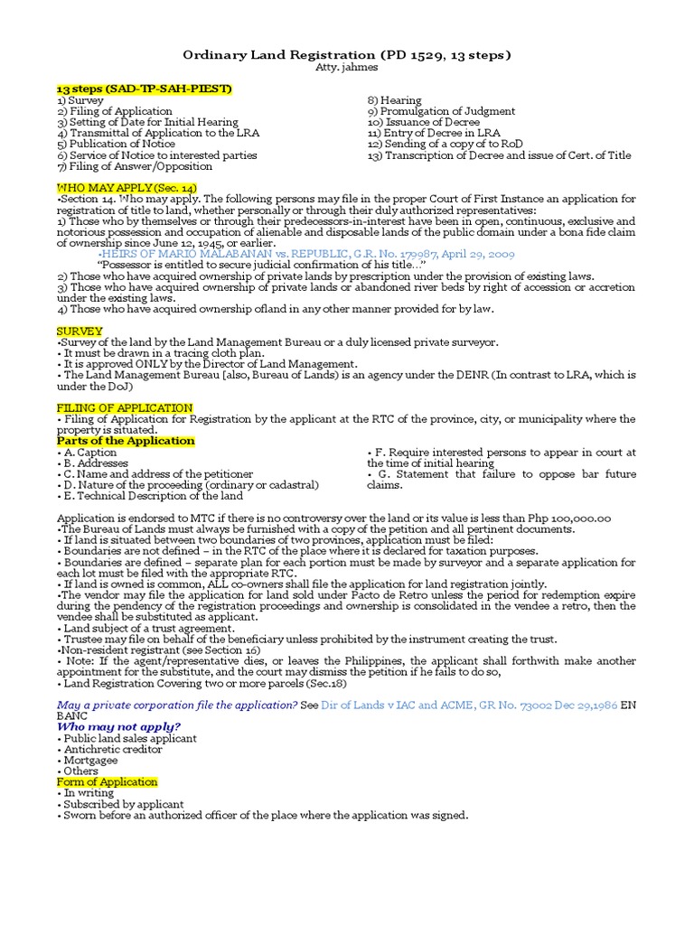 Ordinary Land Registration | PDF | Decree | Trust Law