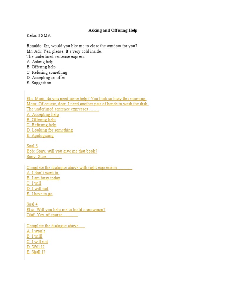 Asking and Offering Help | PDF