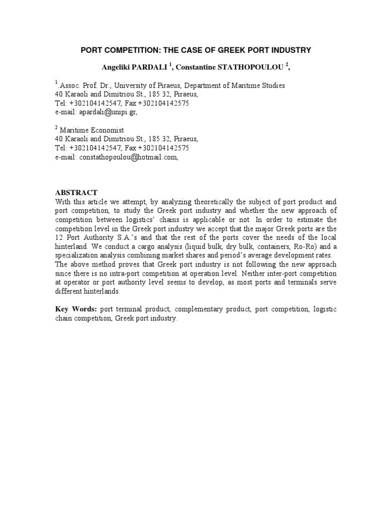 Greek Port Industry Competition Analysis | PDF | Port | Transport