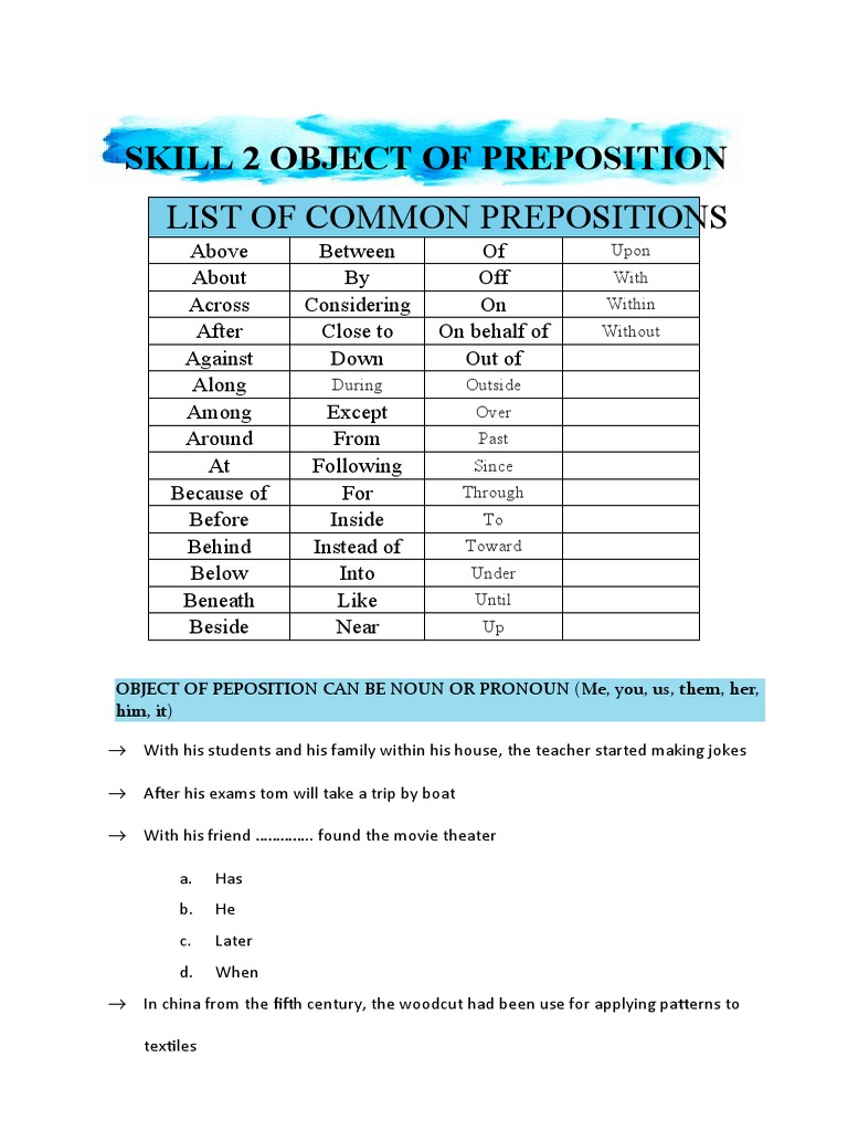 Common Prepositions and Appositives Guide | PDF | Preposition And ...