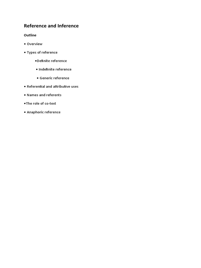 Reference and Inference | PDF | Noun | Language Mechanics