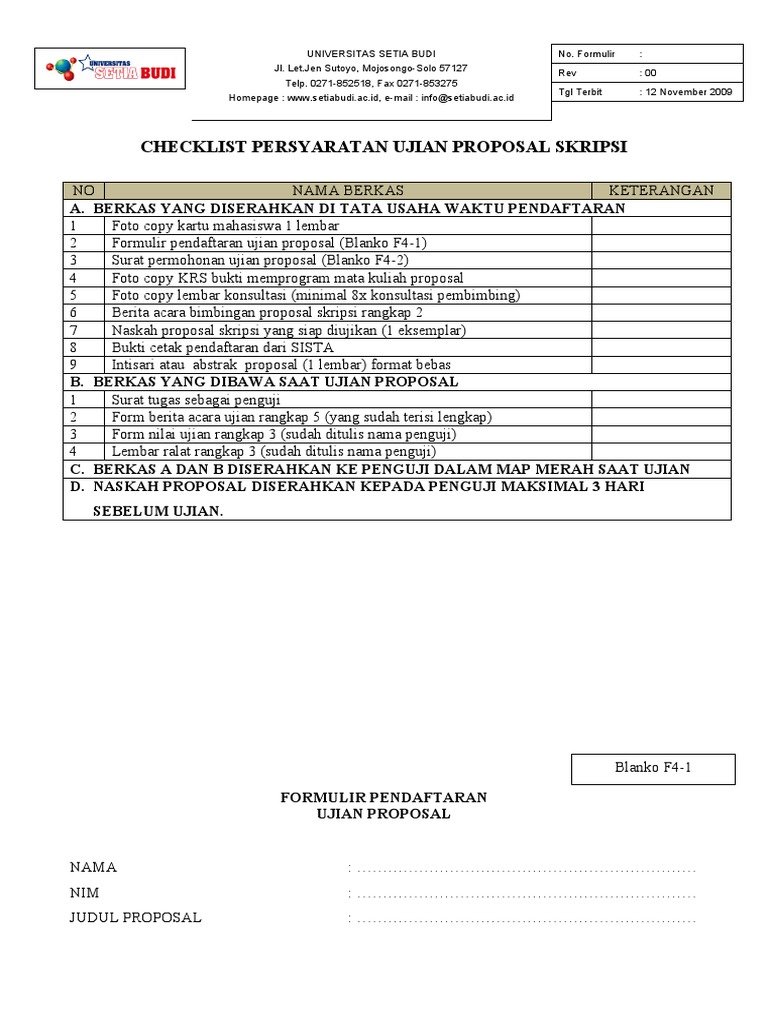Checklist Persyaratan Ujian Proposal Skripsi | PDF