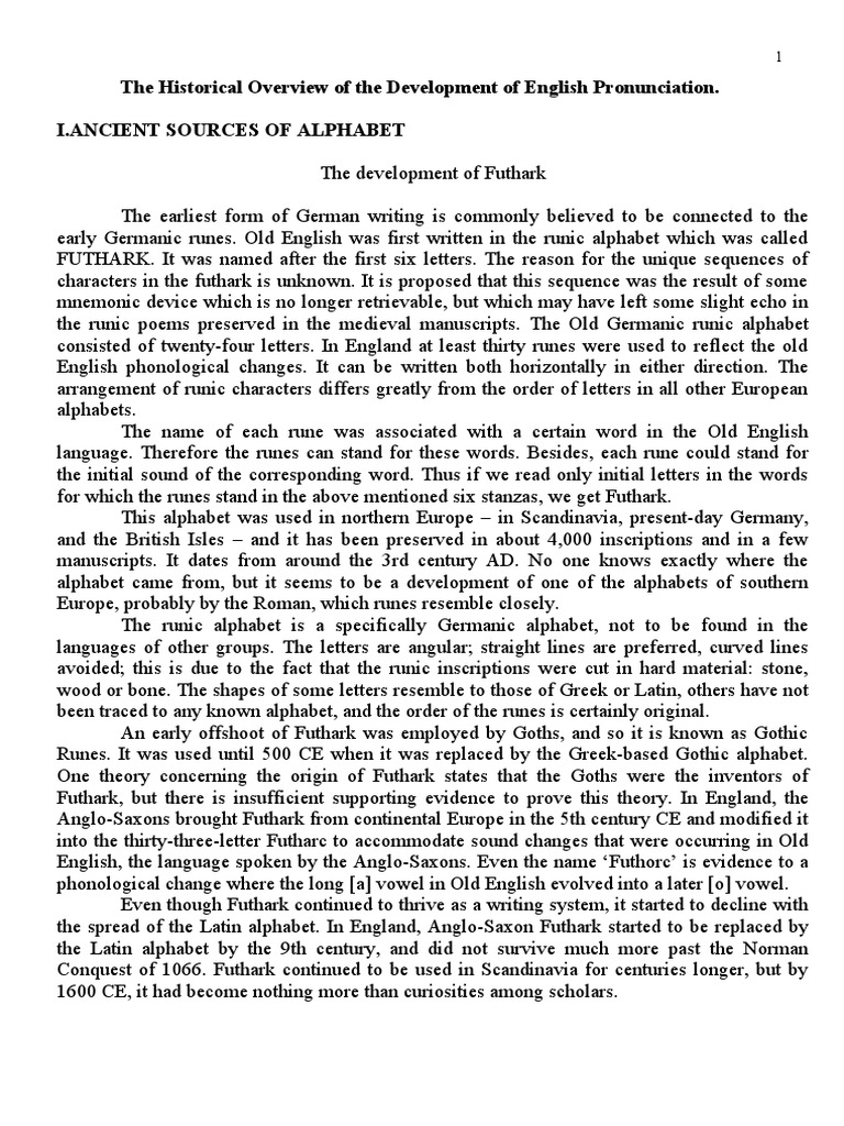 English Pronunciation Evolution | PDF | Runes | Alphabet