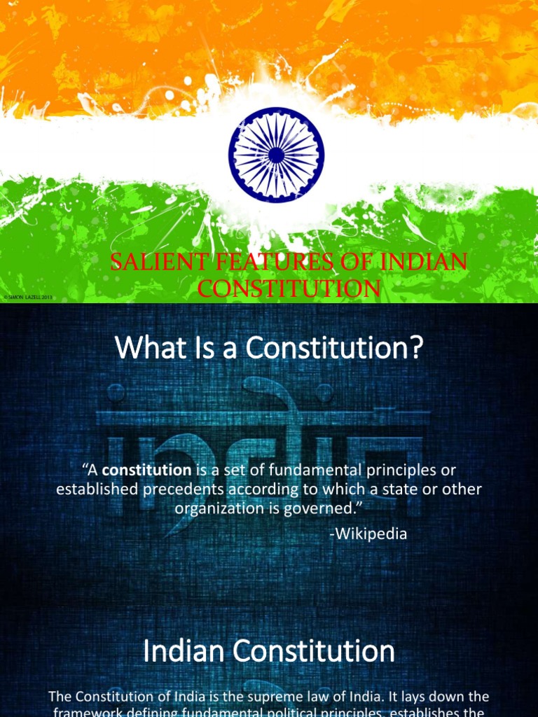 Salient Features of Indian Constitution | PDF | Constitution | Heads Of ...