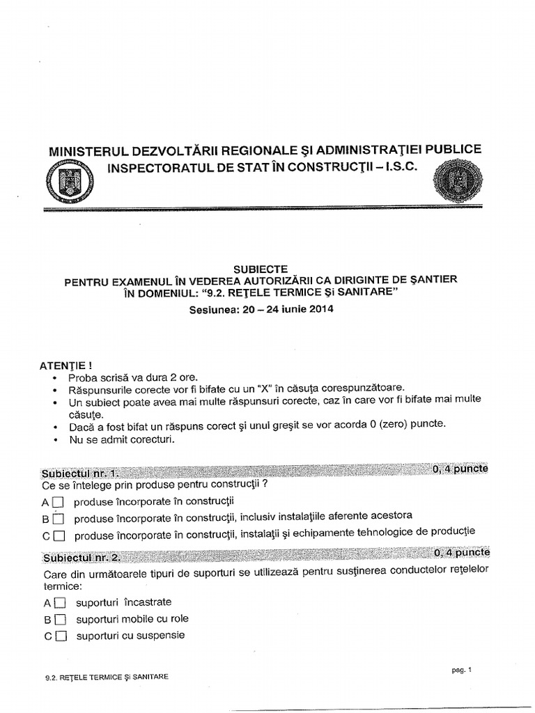 Exemple Intrebari La Examene RTE Si Diriginti de Santier - Retele ...
